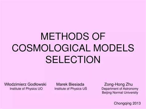 ppt methods of cosmological models selection powerpoint presentation