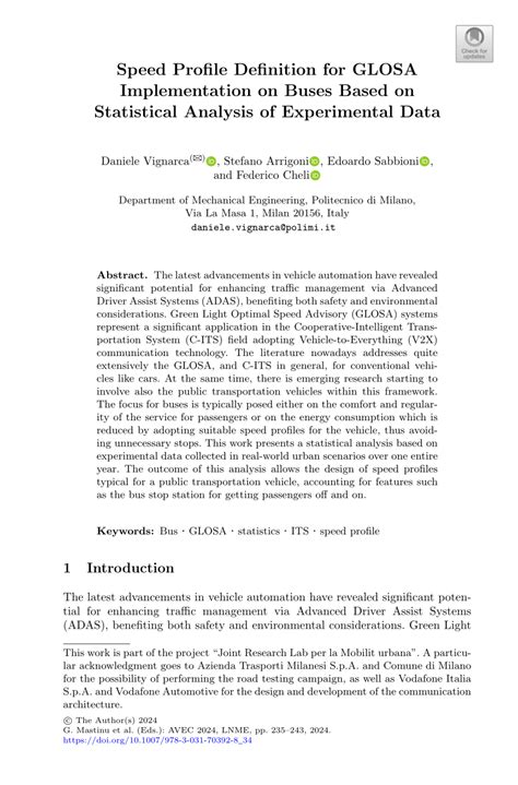 Pdf Speed Profile Definition For Glosa Implementation On Buses Based