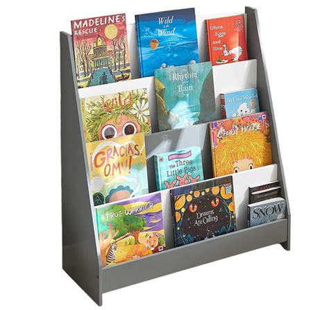 Детска етажерка за книги сива