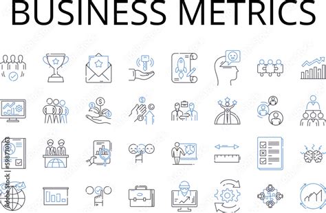 Business Metrics Line Icons Collection Financial Indicators