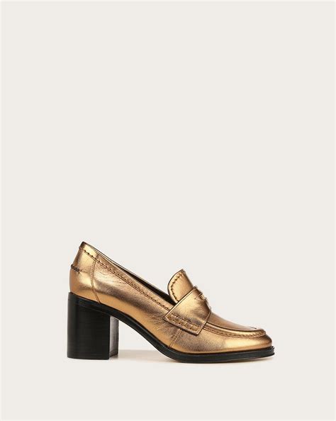 Veronica Beard Penny Leather Loafer Heel In Natural Lyst