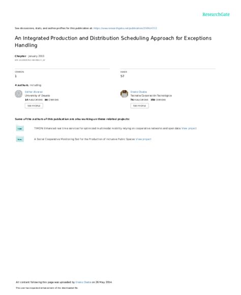 Pdf An Integrated Production And Distribution Scheduling Approach For Exceptions Handling