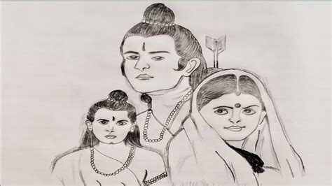 Simple Sketch Of Shri Ram 🙏 Sita Ram Lakshman Youtube