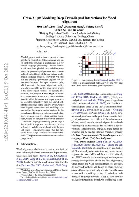 cross align modeling deep cross lingual interactions for word