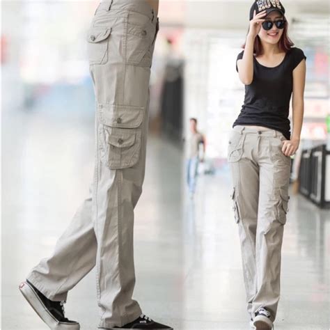 กางเกงคาร์โก้หลายกระเป๋า ผู้หญิงทรงกระบอกเล็ก Pants Cargo Thaipick