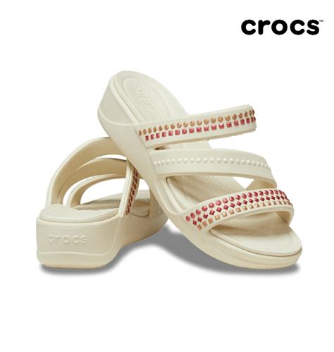 크록스 여성 보카 젬 스트래피 웨지 플랫폼 샌들 슬리퍼 티몬