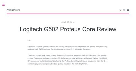 Logitech G502 Proteus Core Review Analog Dreams
