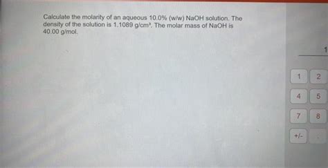 [solved] Calculate The Molarity Of An Aqueous 10 0