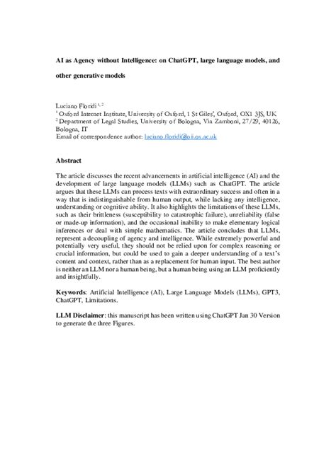 Pdf Ai As Agency Without Intelligence On Chatgpt Large Language Models And Other Generative