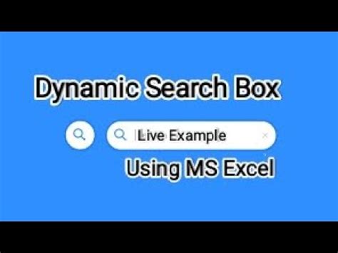 Dynamic Search Box In Ms Excel With Example YouTube
