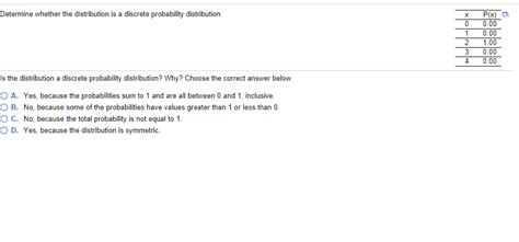 solved determine whether the distribution is a discrete