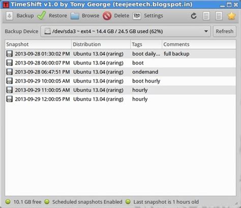 create system restore point in ubuntu via timeshift ubuntuhandbook