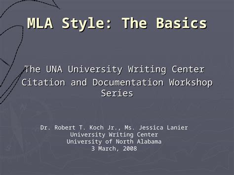 Ppt Mla Style The Basics Dokumen Tips