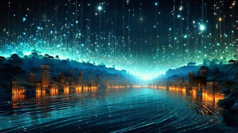 Premium Ai Image Digital Waves Crashing Onto Binary Shores