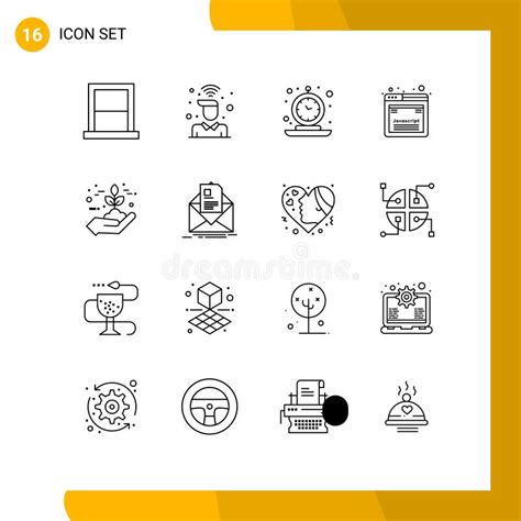Set Of 16 Modern Ui Icons Symbols Signs For Javascript Design User