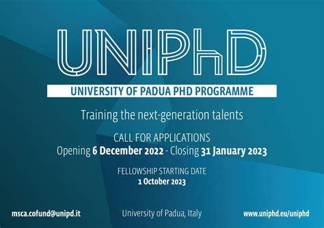 MSCA COFUND Doctoral Programme UNIPhD Training The Next Generation