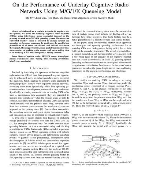 Pdf On The Performance Of Underlay Cognitive Radio Networks Using Mg1k Queueing Model