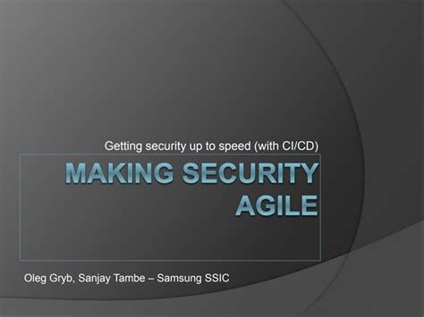 Making Security Agile Ppt
