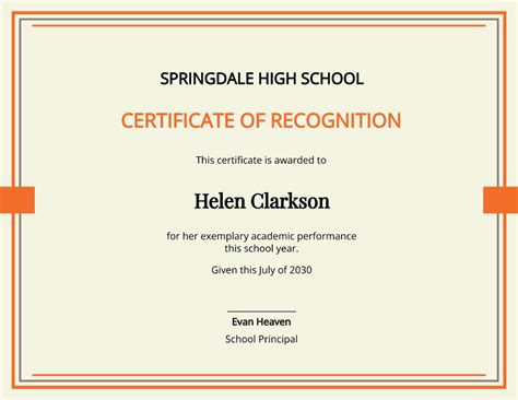 Free School Performance Award Certificate Template To Edit Online