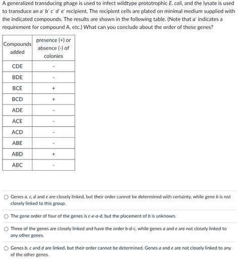 Solved A Generalized Transducing Phage Is Used To Infect