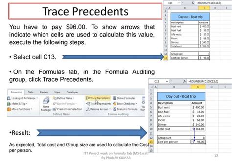 working on ms excel formula tab pptx computing technology