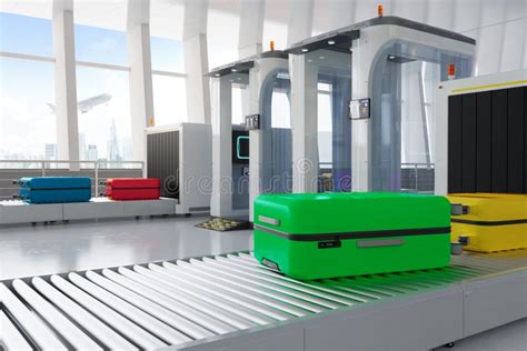 Airport Security Checkpoint With Security Gates And Scanner Machine Stock Illustration