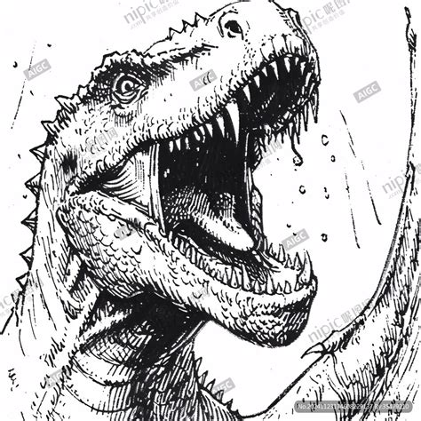 Ai创作图手绘恐龙场景图 暴龙超科 始暴龙 线条霸王龙 恐龙简笔画填色图案 完齿兽插画 恐龙手绘 盔首龙 插画霸王龙 霸王龙插画 恐龙图片简