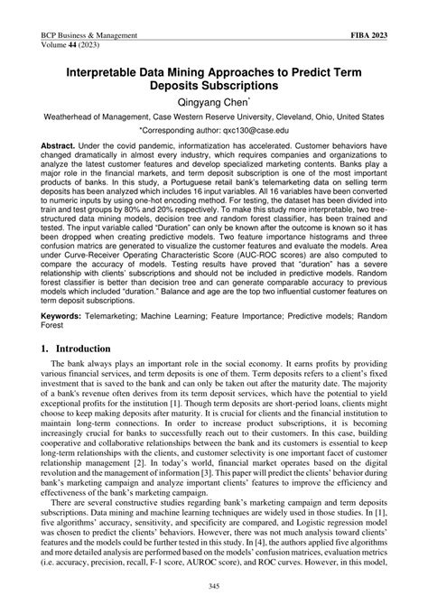 Pdf Interpretable Data Mining Approaches To Predict Term Deposits Subscriptions
