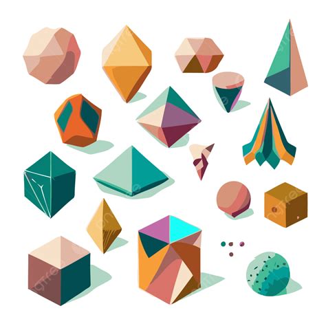 기하학적 모양 벡터 스티커 클립 아트 낮은 폴리 기하 도형 만화 상표 클립 아트 Png 일러스트 및 벡터 에 대한 무료