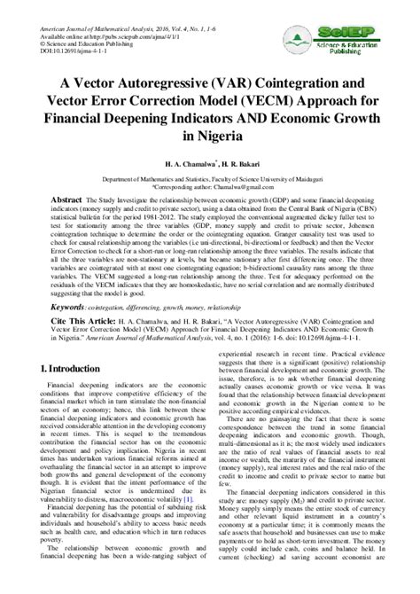 Pdf A Vector Autoregressive Var Cointegration And Vector Error Correction Model Vecm