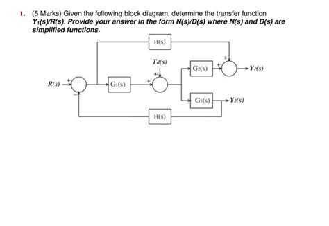 Solved 1 5 Marks Given The Following Block Diagram