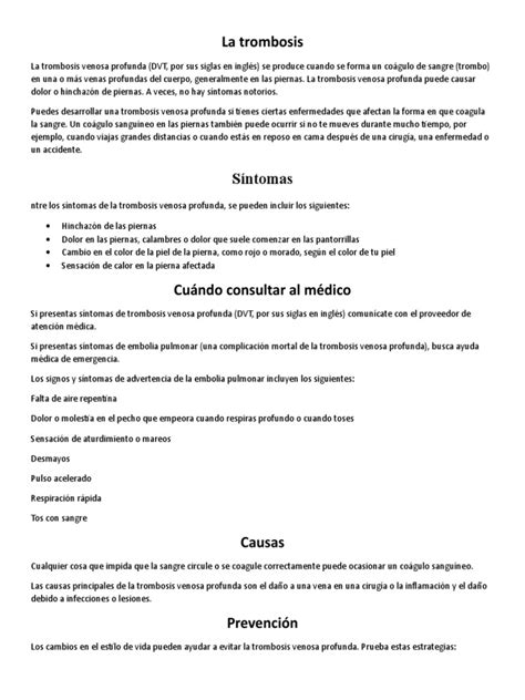 La Trombosis Pdf Trombo Embolia