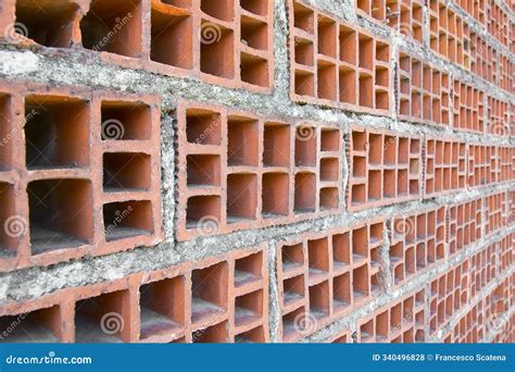 Brick Wall Made With Hollow Bricks Used To Make Light Partitions Stock Illustration