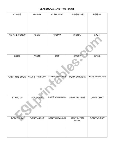 Classroom Language Esl Worksheet By Julianadaniele1