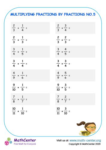 Multiplying Fractions By Fractions No 5 Worksheets Math Center Worksheets Library