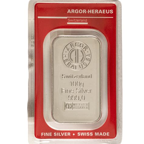 100 Gram Argor Heraeus Silver Bar New L Bgasc™