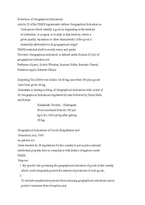 IPR Notes Ipr Notes Protection Of Geographical Indications Article Of The TRIPS Agreements