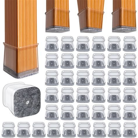 Bumaco Chair Leg Floor Protectors Square Chair Leg Protectors For Hardwood Floors Silicone Pads