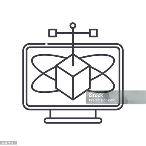 모델링 아이콘 선형 격리 된 그림 얇은 선 벡터 웹 디자인 기호 흰색 배경에 편집 가능한 스트로크와 개요 개념 기호 3차원