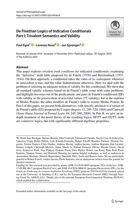 Pdf De Finettian Logics Of Indicative Conditionals Part I Trivalent