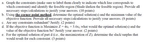 Solved Solve The Following Linear Programming Problem