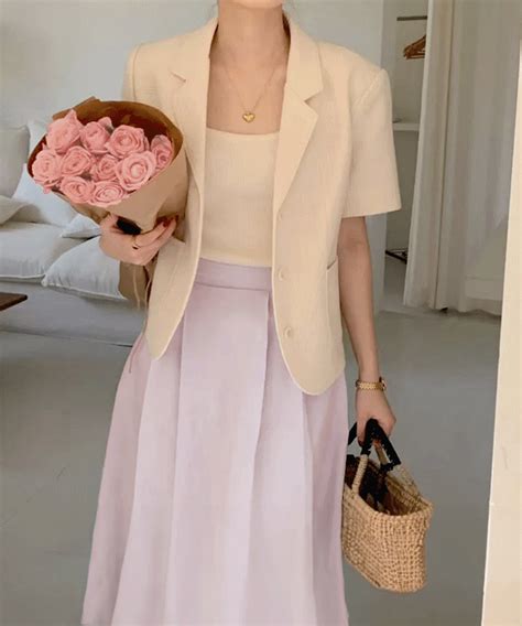 [하객룩🤍 반팔트위드୨୧]바닐라 반팔 트위드 자켓 에이블리