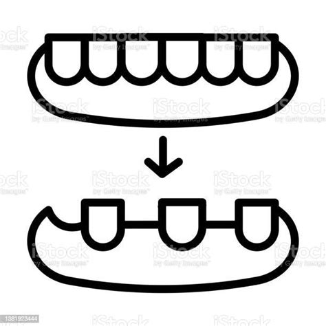 치과 의자 컬렉션에서 오버 덴처 아이콘 흰색 배경에 격리 된 얇은 선형 과응집 치과 의사 틀니 윤곽 아이콘 라인 벡터 오버덴처 기호 웹 및 모바일 기호 0명에 대한 스톡