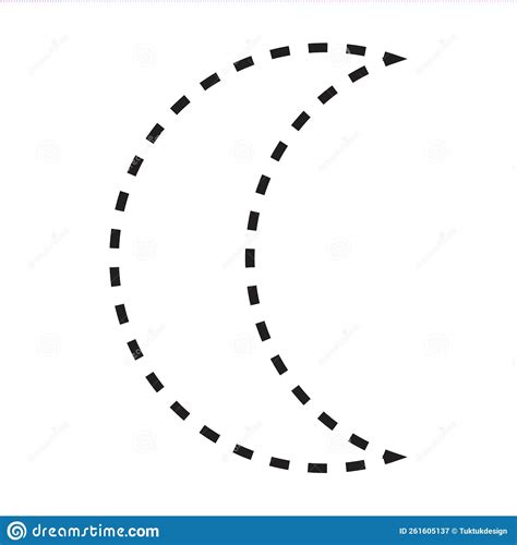 Crescent Shape Dashed Symbol Vector Icon For Creative Graphic Design Ui Element Stock Vector