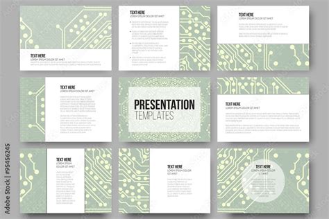 Set Of 9 Templates For Presentation Slides Microchip Backgrounds Electrical Circuits Backdrops