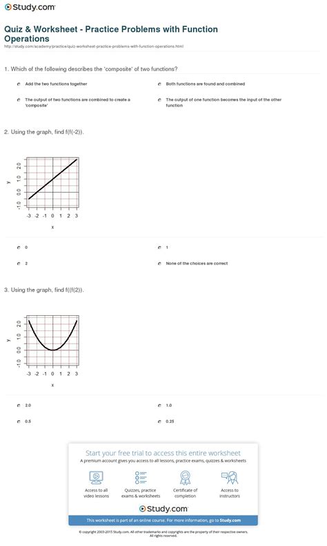 Quiz Worksheet Practice Problems With Function — Db
