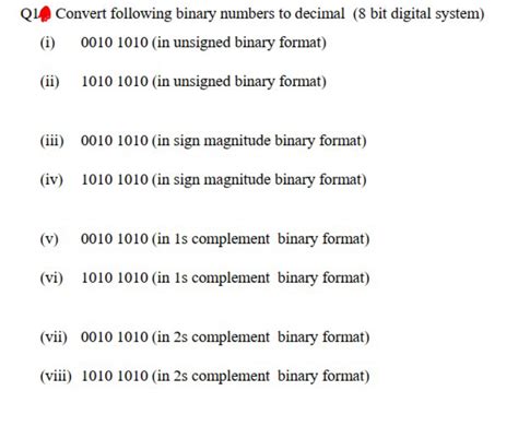 Solved Q1 ﻿convert Following Binary Numbers To Decimal 8