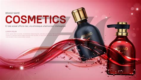 دانلود وکتور تبلیغاتی محصولات لوازم آرایشی و بهداشتی رنگ قرمز روشن دانلود رایگان فایل لایه باز