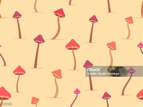 두꺼비 버섯 원활한 패턴 환각 및 환각제 버섯 산성 여행 독 버섯 포스터 배너 및 판촉 제품을위한 디자인 벡터 일러스트 레이 션 독버섯에 대한 스톡 벡터 아트 및 기타