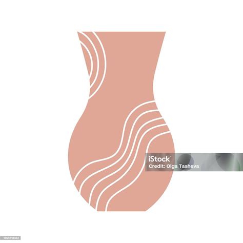 줄무늬 패턴의 미니멀한 추상화 편집 가능한 보헤미안 심플한 핑크 컬러 요소 미적 모양 꽃병에 대한 스톡 벡터 아트 및 기타 이미지 꽃병 단일 이미지 디자인 Istock